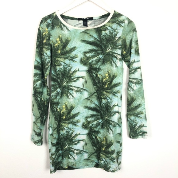 Ksubi | Tops | Ksubi Palm Tree Print Long Sleeve Tshirt Dress | Poshmark